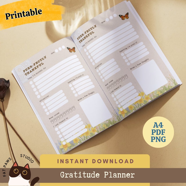 A4 Bundle Pack, Daily Gratitude Planner , Gratitude Jar , Vintage and ...