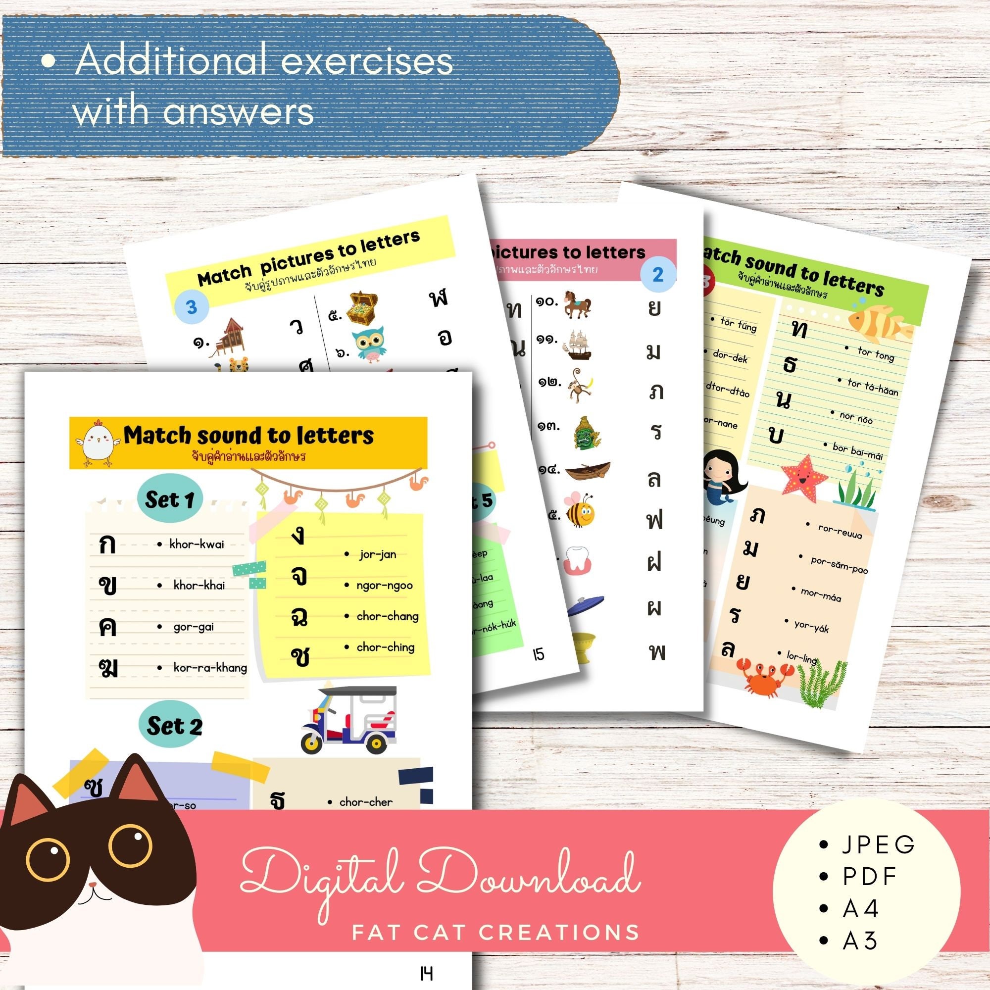 Full Package of Thai Alphabet and Numerals Tracing Worksheets With ...