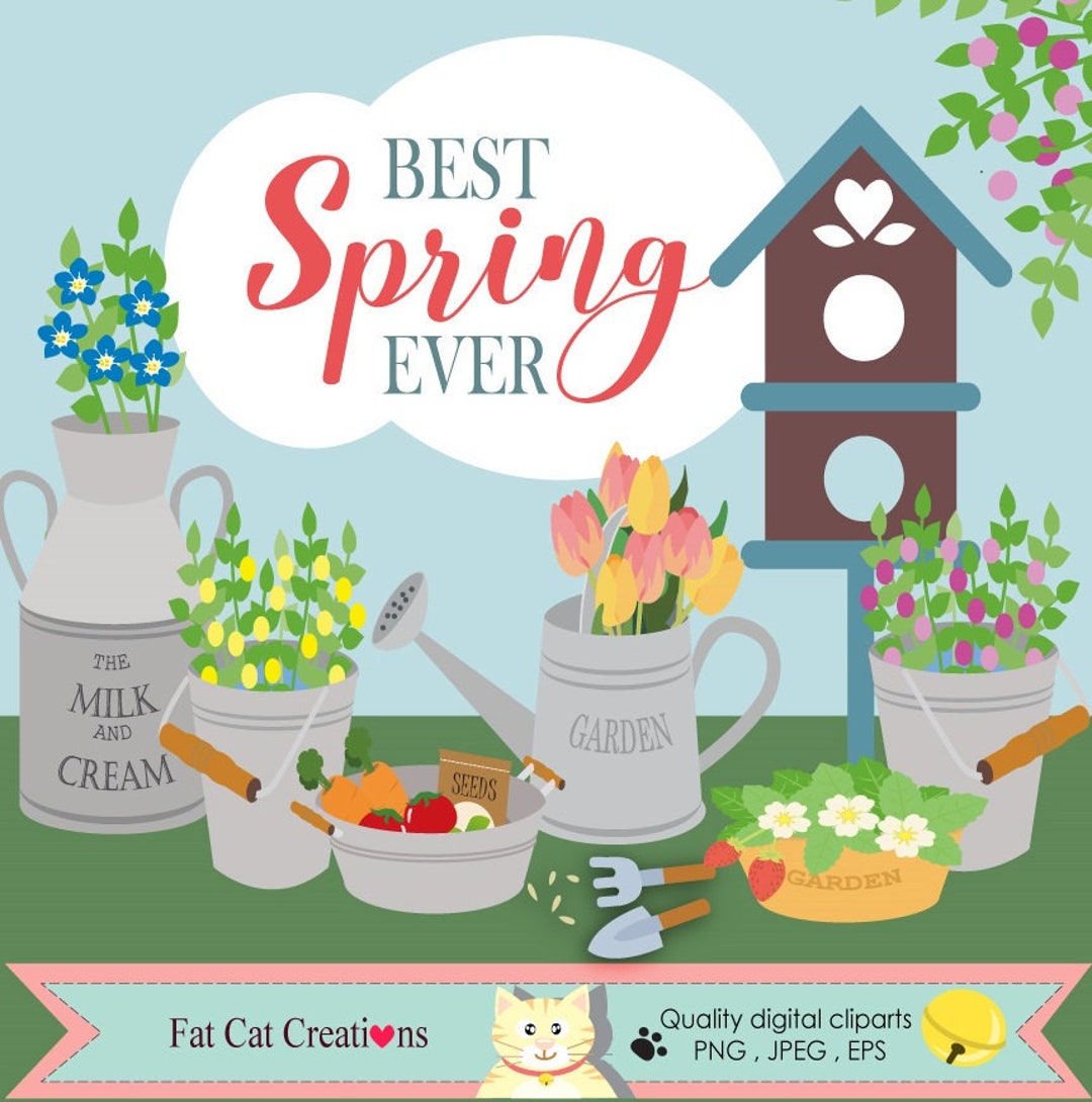Spring Gardening Flower Clip Art Set , Graphic Illustration , Web ...
