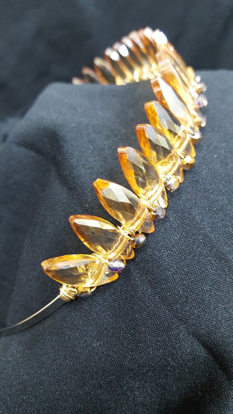 Citrine Color Glass Bead Tiara - Etsy