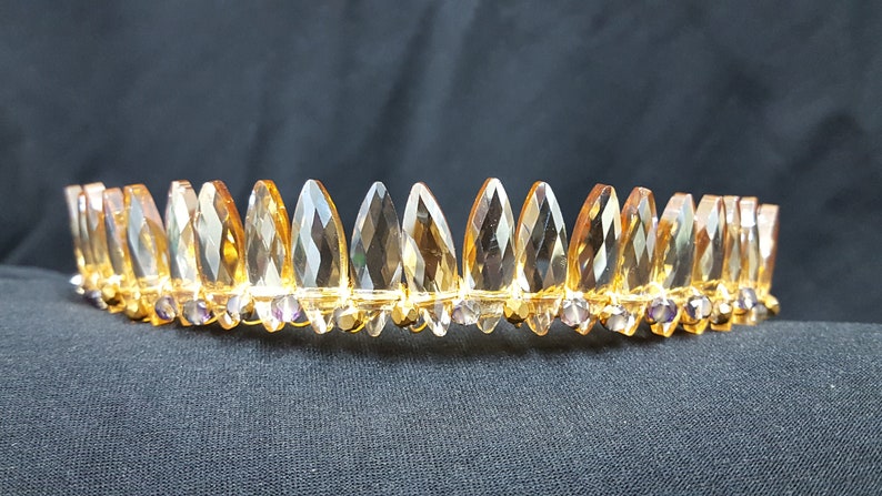 Citrine Color Glass Bead Tiara - Etsy