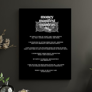 Money Manifest Mantras Poster - Prosperity Affirmations Wall Art, Office Decor, Inspirational ...