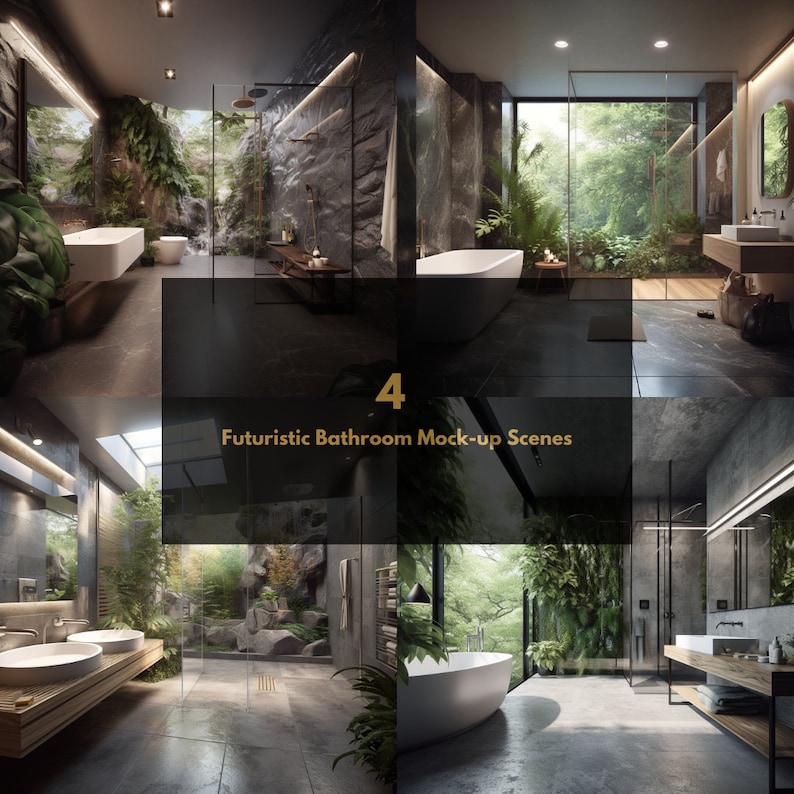 4 Futuristic Bathroom Mock-up Scenes - Etsy