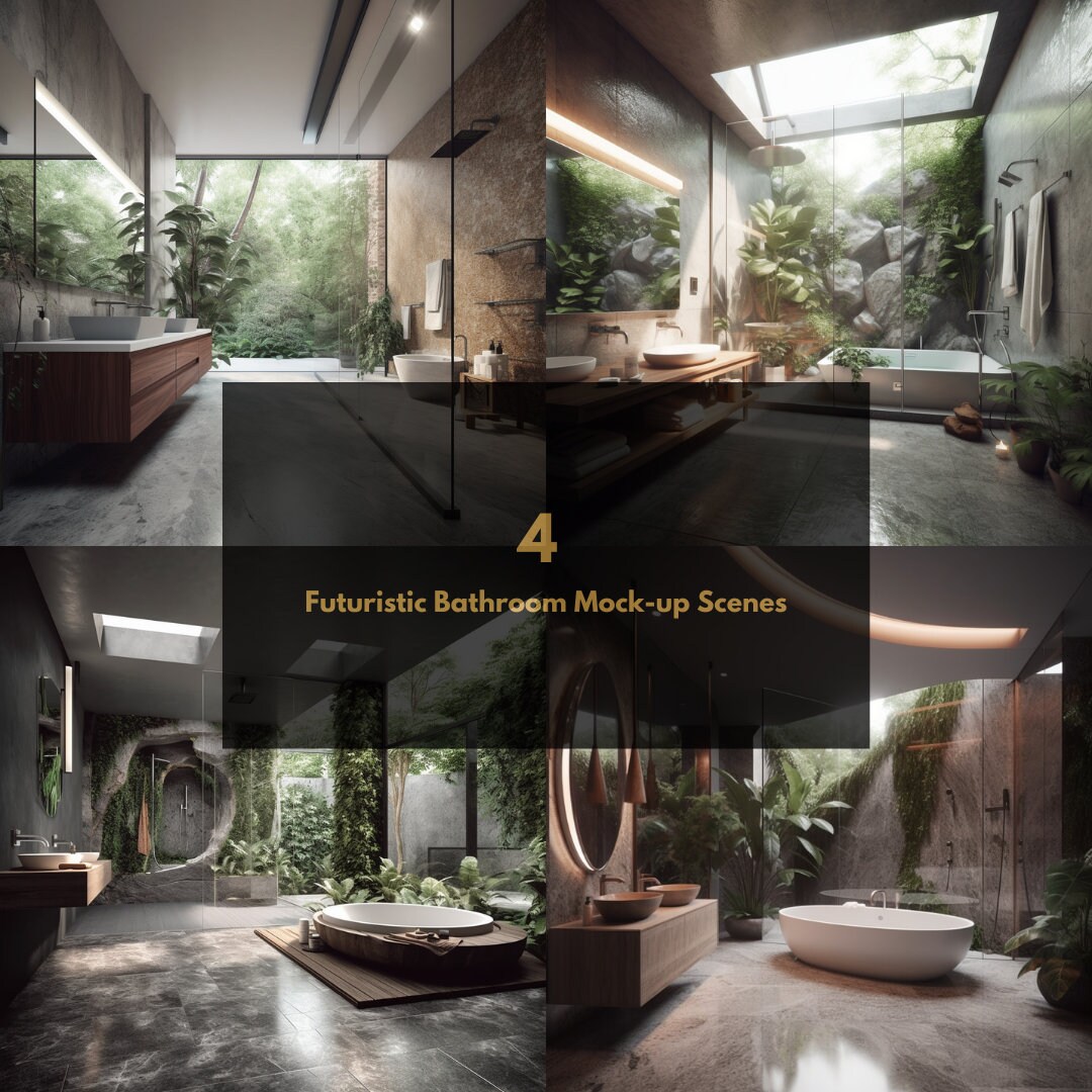 4 Futuristic Bathroom Mock-up Scenes - Etsy