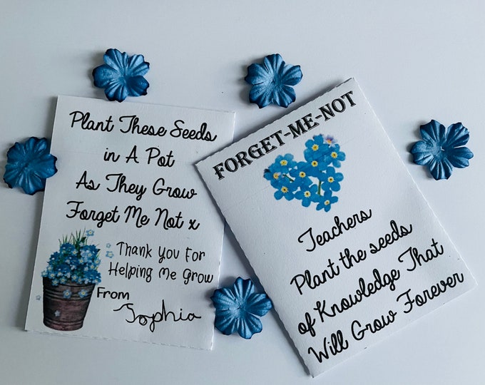 Personalized Teacher Forget Me Not Seed Gift, End of Year Teacher Gift ...