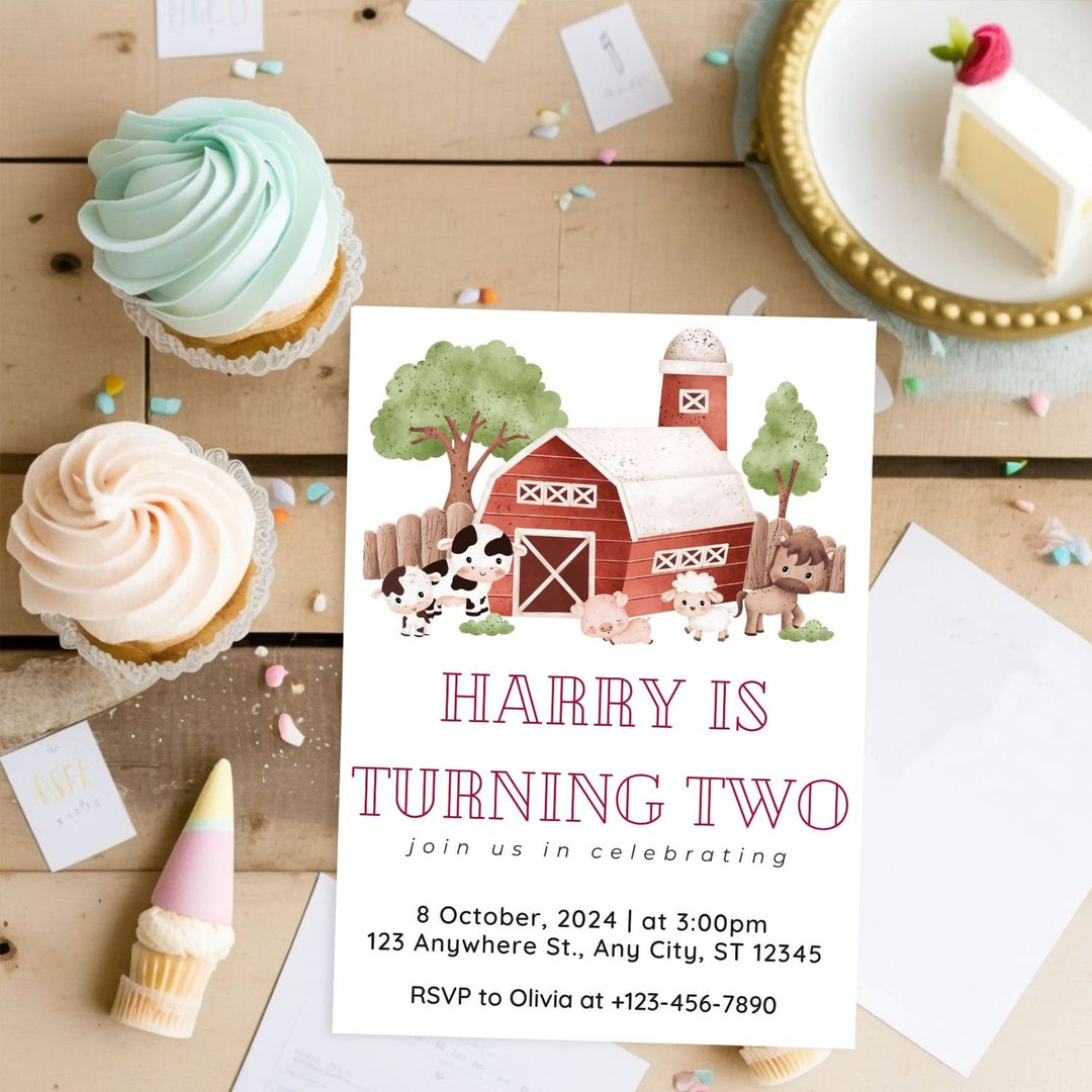 Farm Theme Party Invitations, Farm Invite, Farm Animals Party, Farm ...
