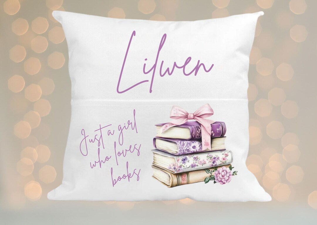 Reading Book Cushion Cover, Personalised Pocket Cushion for Book ...