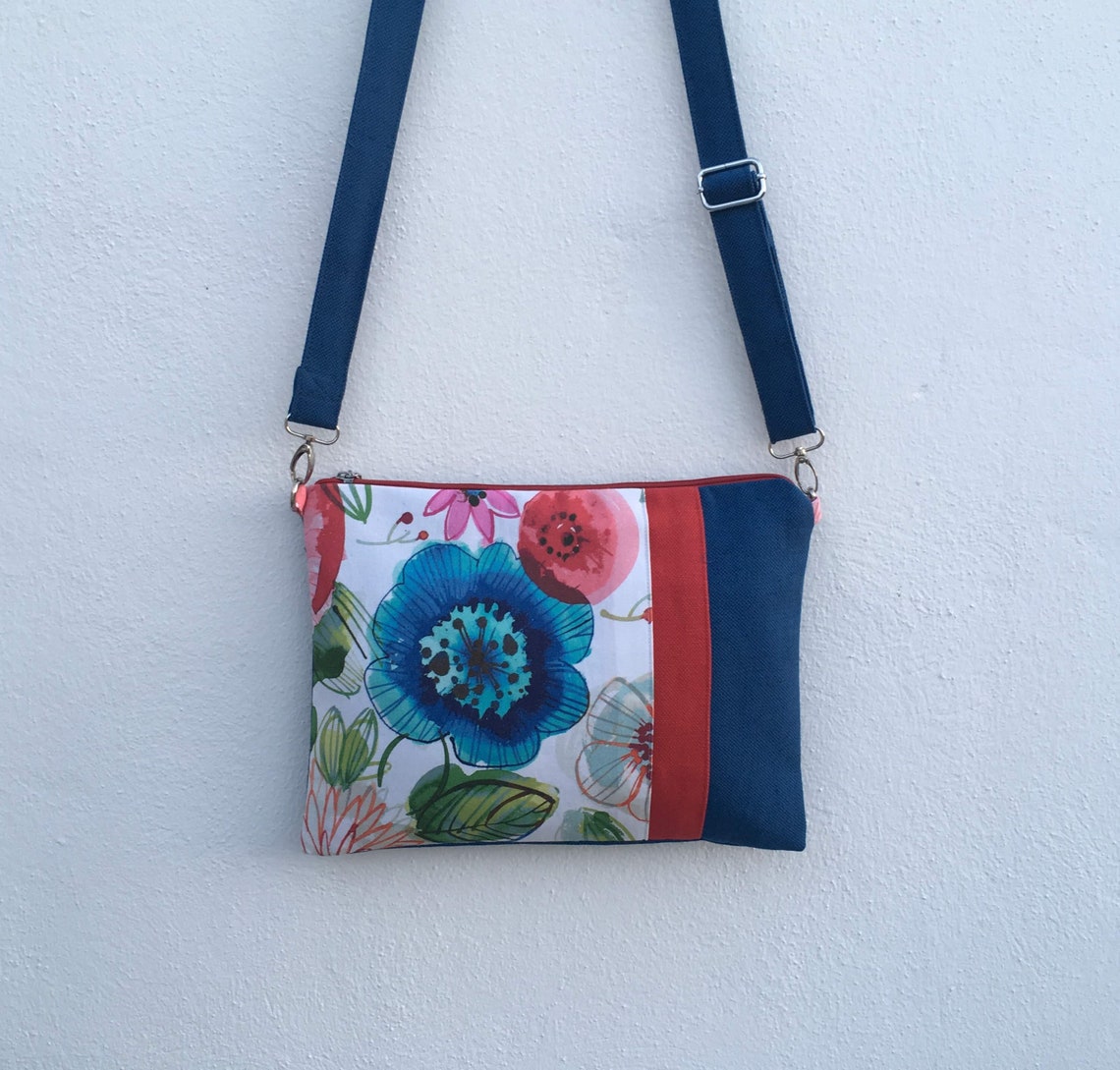 Floral Crossbody Bag Floral Handbag Canvas Shoulder Bag - Etsy
