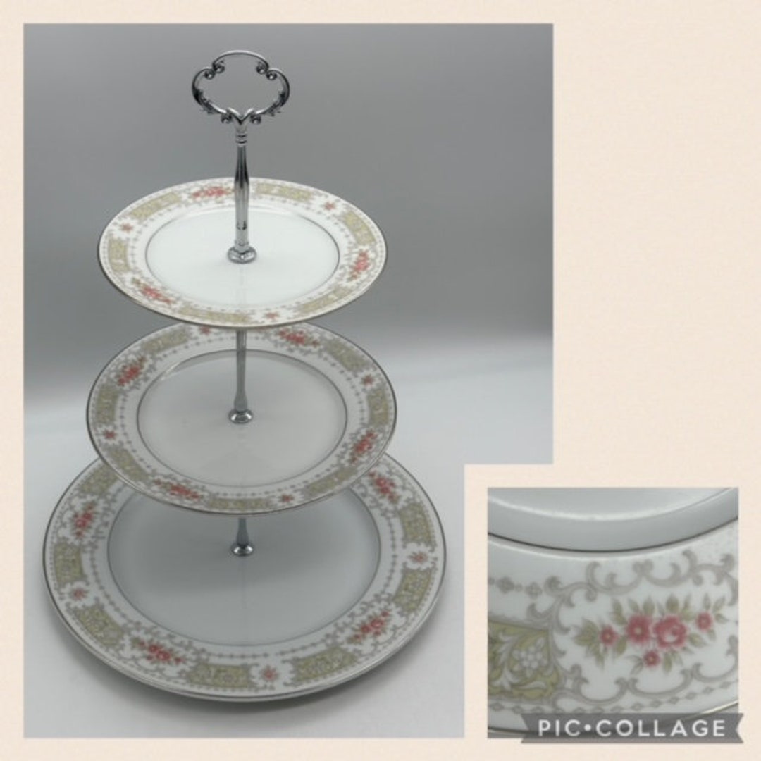 3 TIER Cake / Appetizer / Cookie Stand EVERBRITE Thames Fine China ...