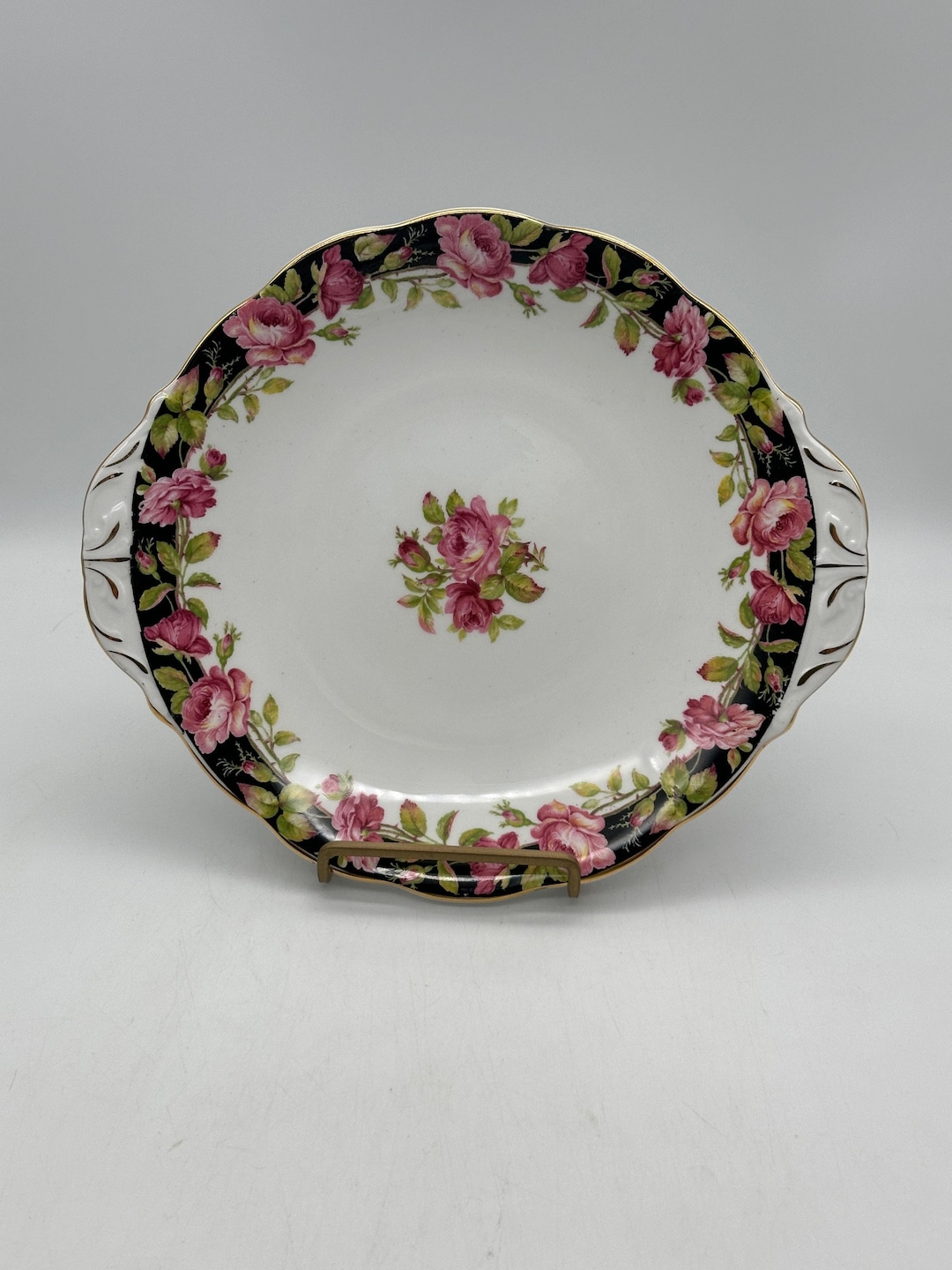 RARE ANTIQUE Cake Plate - Queen Anne Black Magic Pattern - Etsy