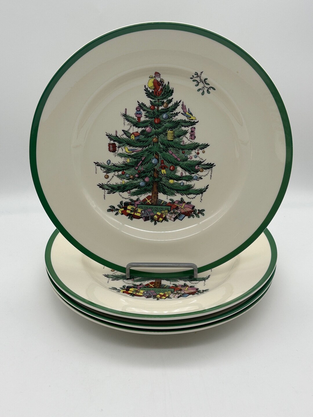 SET of 4 DINNER PLATES Plates Spode Christmas Tree Christmas / Holiday ...