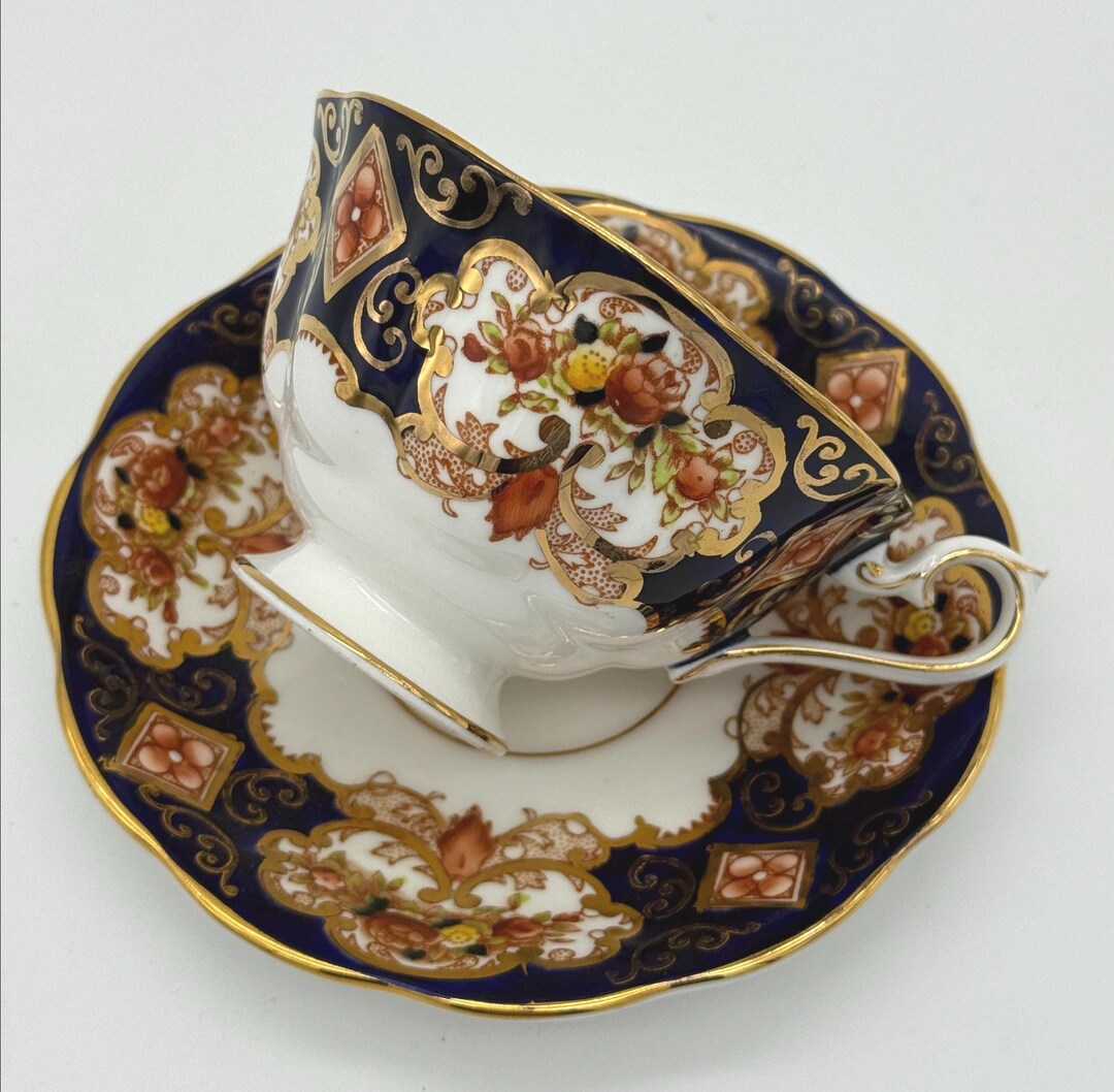 Royal Albert Heirloom Cup and Saucer Set: Fine Bone China, Cobalt Blue ...