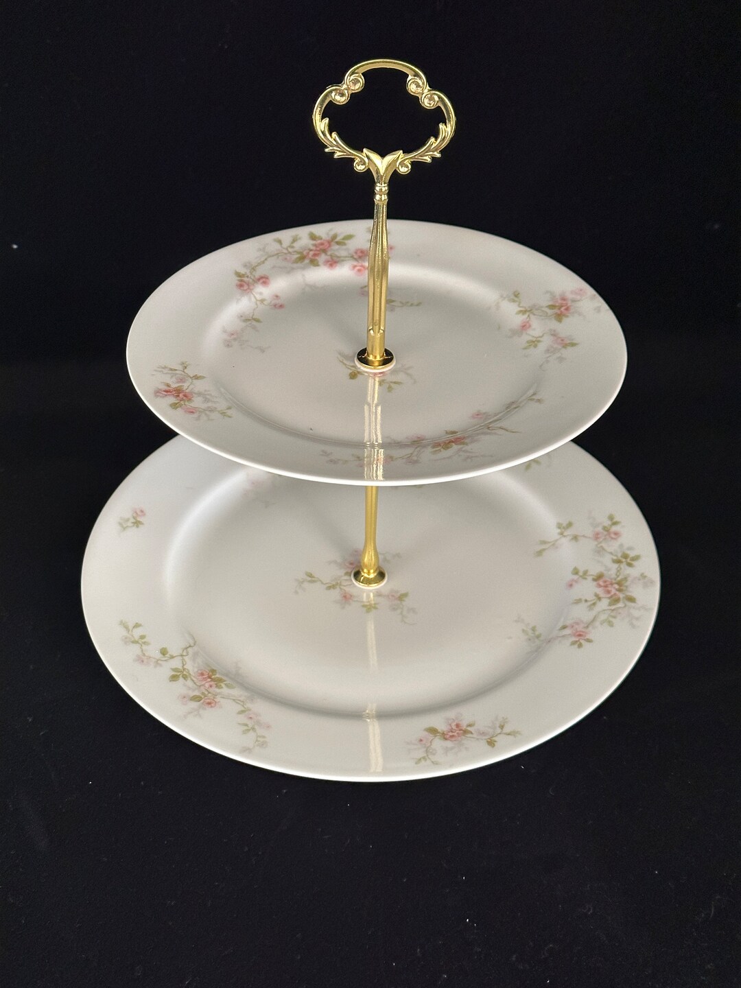 2 TIER CAKE STAND Theodore Haviland Limoges Schleiger 322 France Pink ...