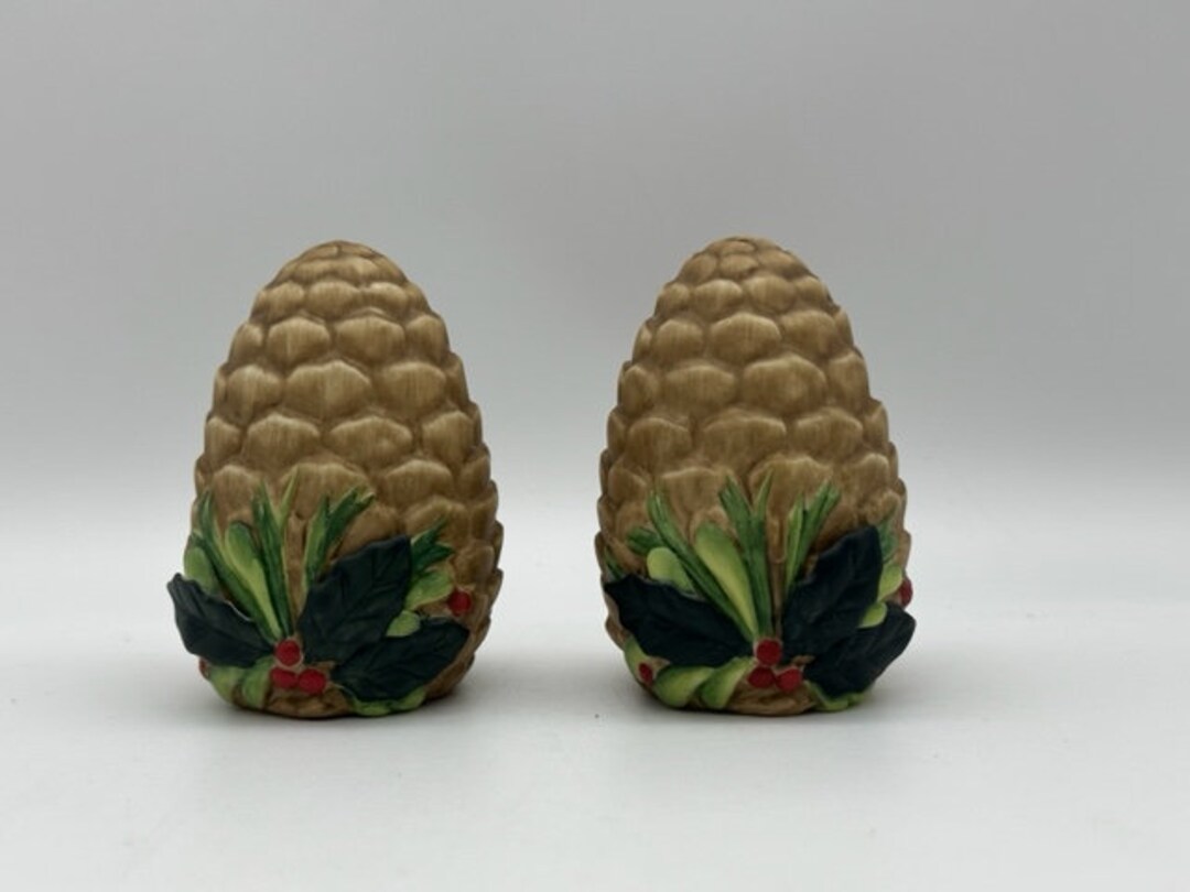 PINE CONE Salt & Pepper Shaker Set Lenox Winter Greetings by - Etsy