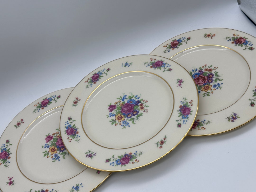 Set of 4 DINNER PLATES Lenox Rose Pattern Gold / Dinner / Bridal Shower ...
