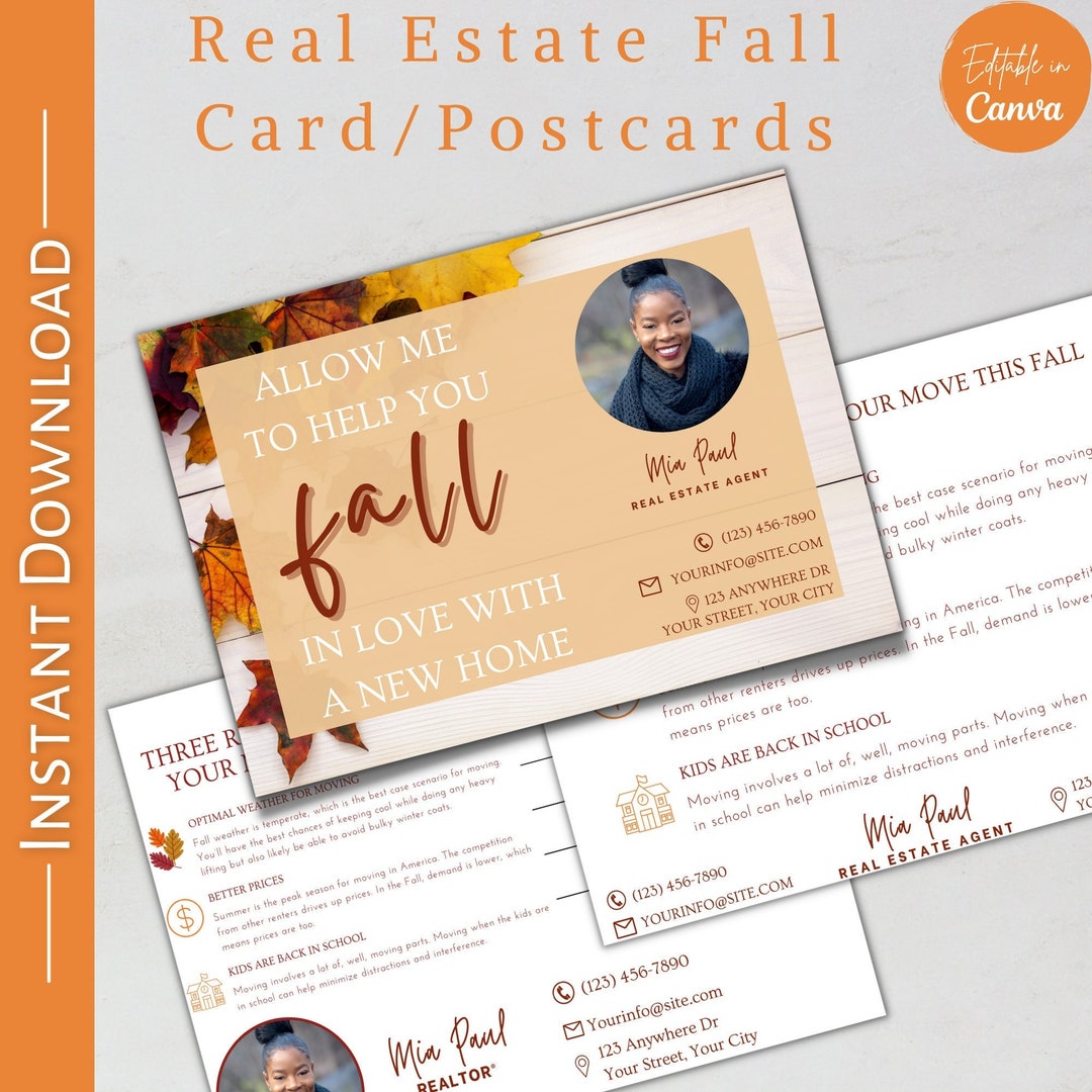 Real Estate Fall Postcards Real Estate Fall Marketing - Etsy
