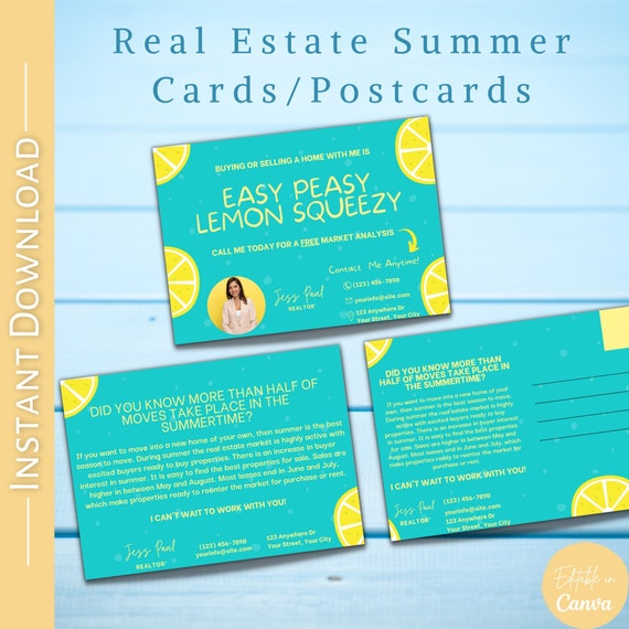 Real Estate Summer Postcard Realtor Summer Marketing Real - Etsy