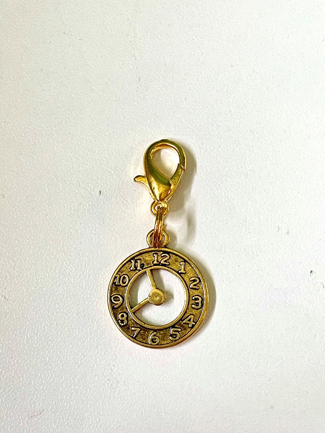Antique Gold Clock Charm Stitch Marker, Charm Bracelet Addition, or Key ...