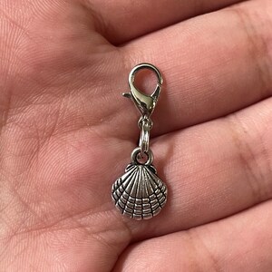 Silver Clam Shell Charm Stitch Marker, Charm Bracelet Addition, or Key ...