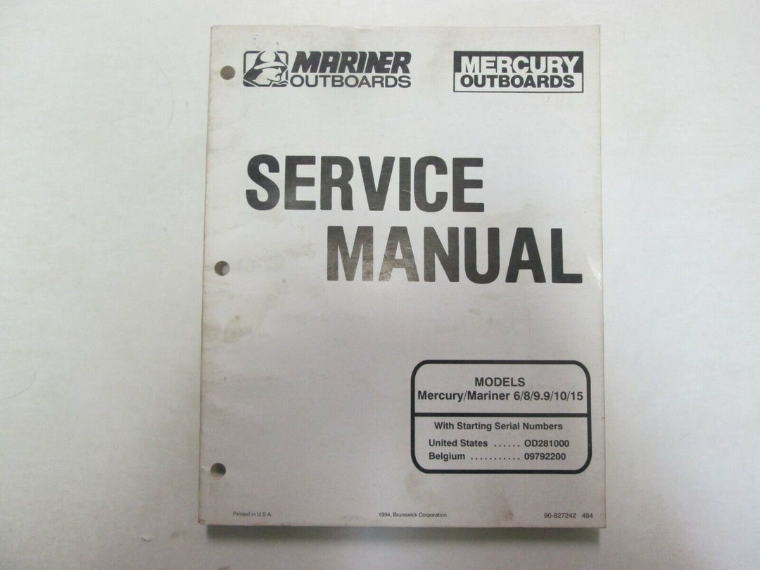 1994 Mercury Mariner 6/8/9.9/10/15 Service Manual 90-827242 OEM WORN ...
