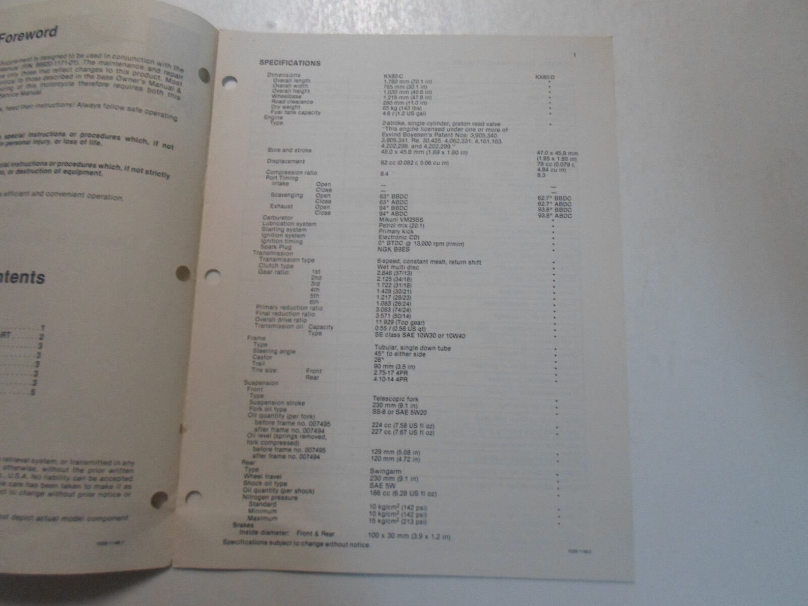 1983 Kawasaki Kx 80 Motorcycle Owners Manual Service Manual Factory 2 ...