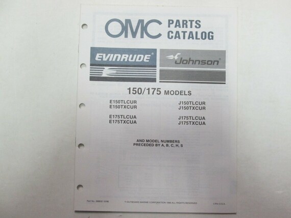 1987 OMC Johnson Evinrude 150 175 Models Parts Catalog Manual - Etsy