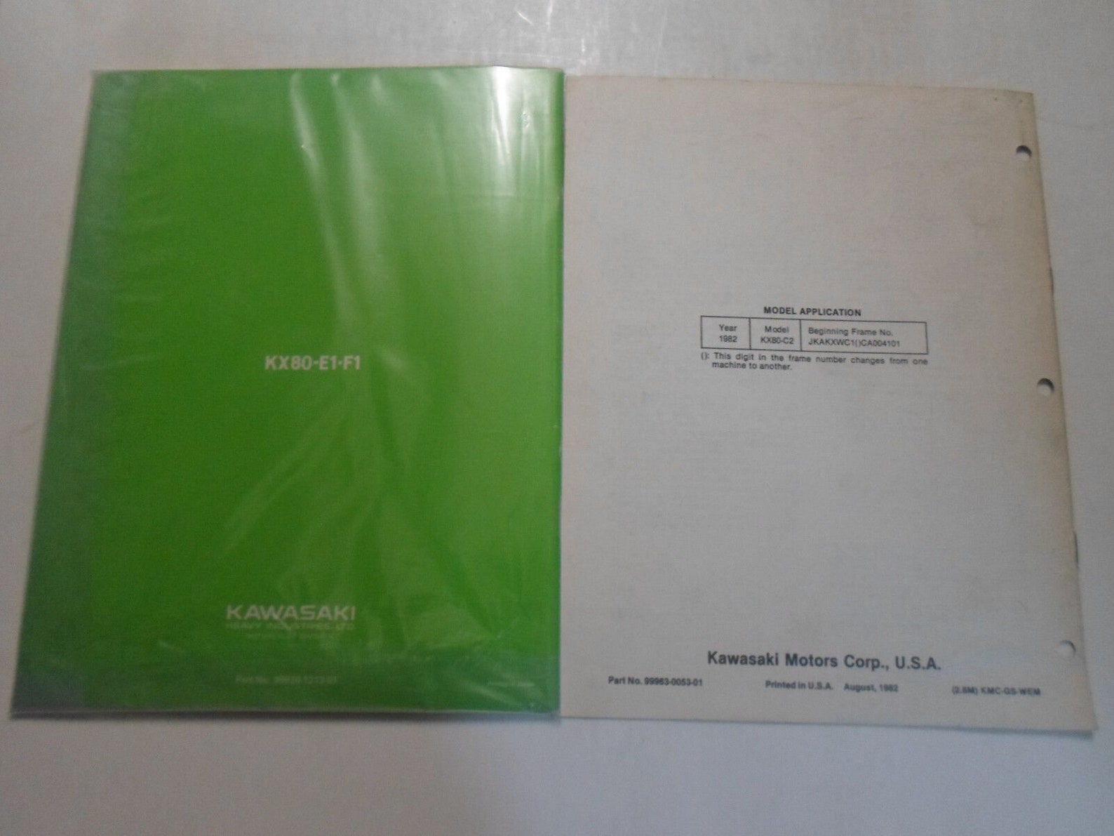 1983 Kawasaki Kx 80 Motorcycle Owners Manual Service Manual Factory 2 ...