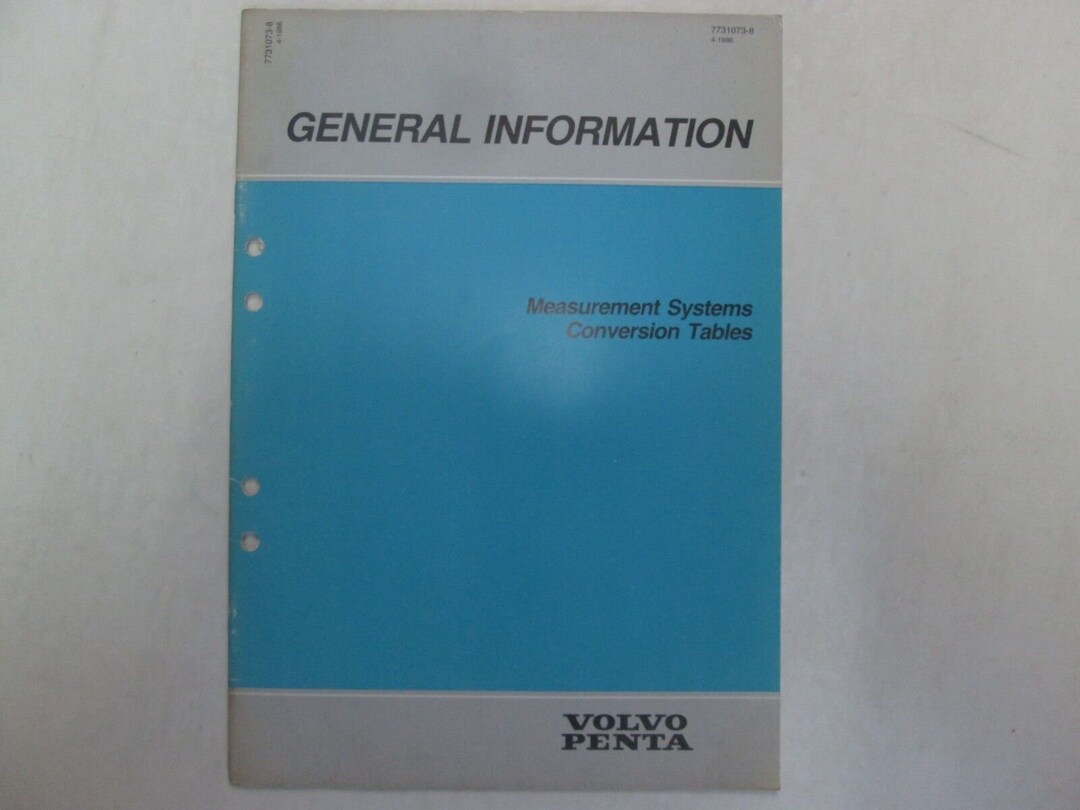 1986 Volvo Penta Measurement System Conversion Tables General Info ...