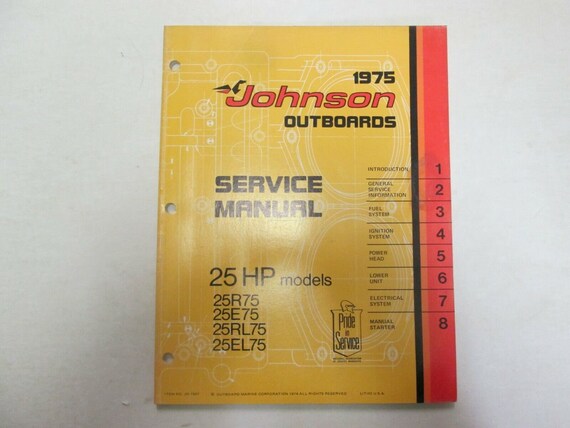 1975 Johnson Outboards 25 HP 25R75 25E75 25RL75 25EL7… - Gem