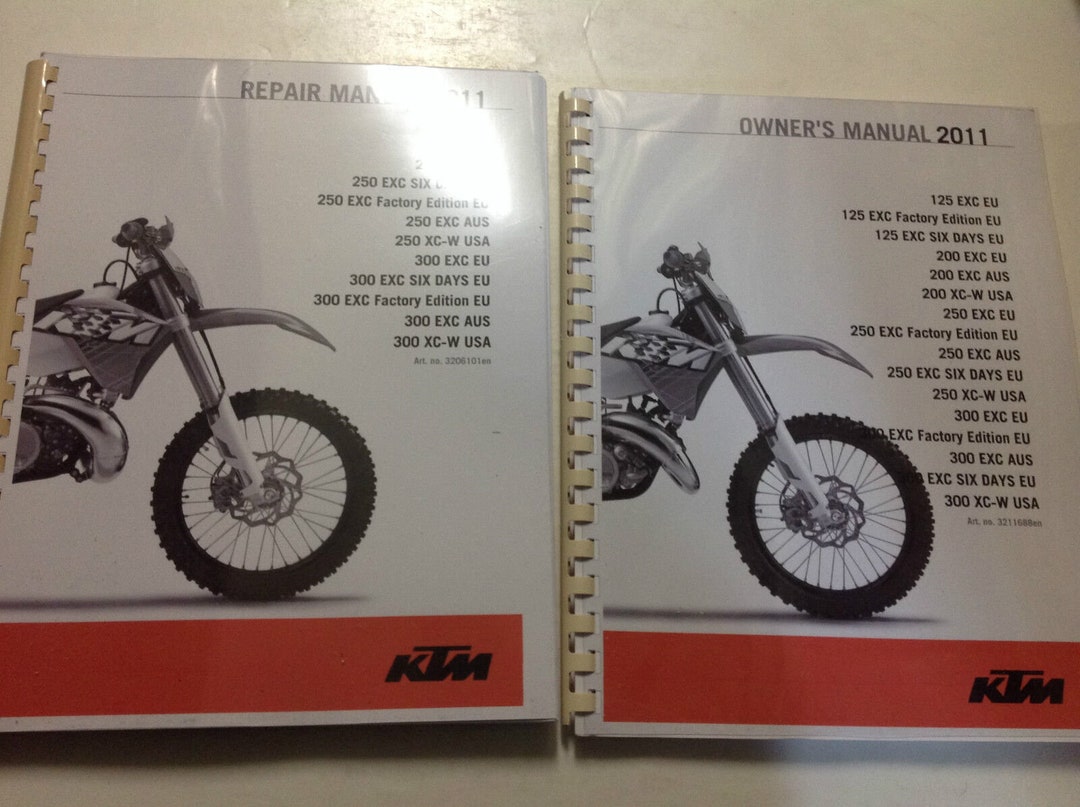 2011 Ktm Models 250 Exc 300 Exc 200 Xc Service Shop Repair Manual Set ...