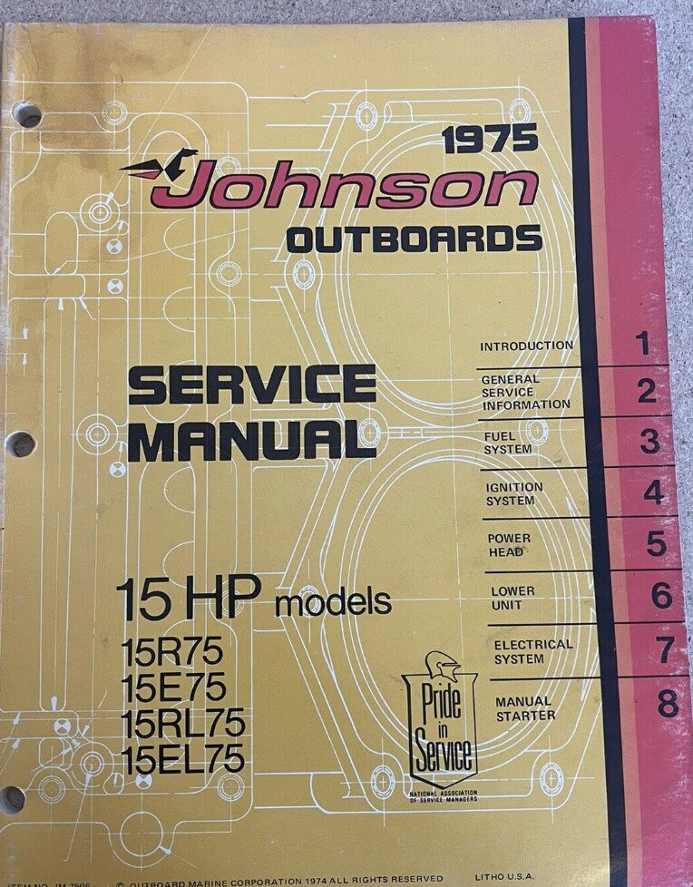 1975 Johnson 15 HP 15HP Outboard Service Shop Repair Manual - Etsy