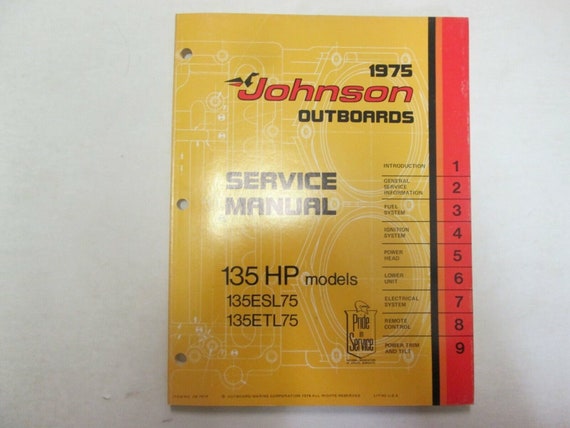 1975 Johnson Outboards 135 HP Models 135ESL75 135ETL7… - Gem