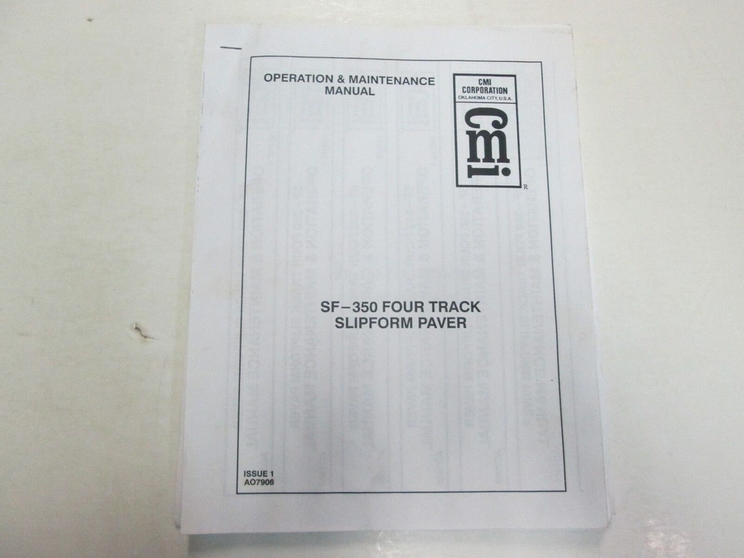 1990 CMI SF-350 Four Track Slipform Paver Operation & Maintenance ...