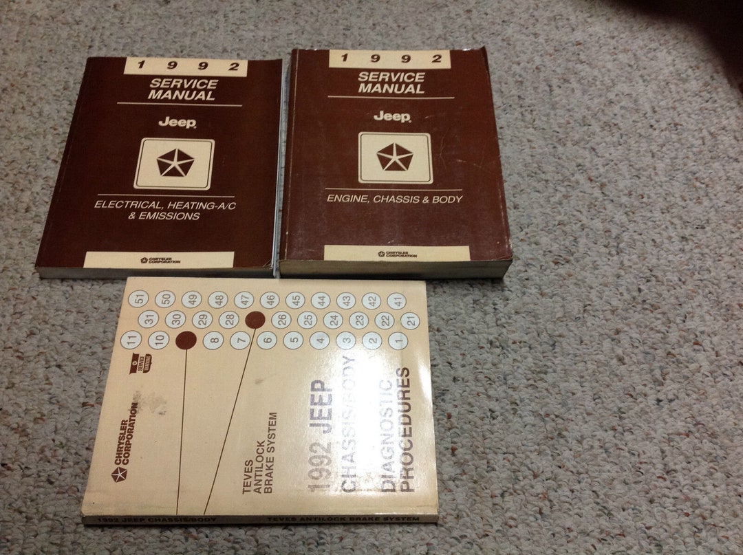 1992 Jeep Cherokee Wagoneer Wrangler Service Shop Repair Manual Set OEM Factory - Etsy