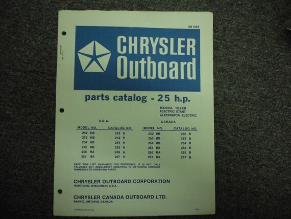 Chrysler Outboard 25 HP Parts Catalog - Etsy
