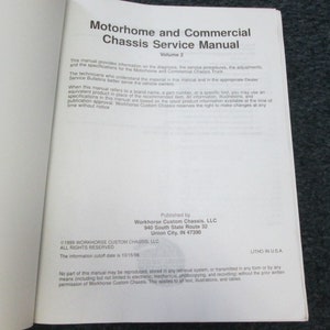 Workhorse Front Engine Motorhome & Commercial Service Manual 5 Volume ...