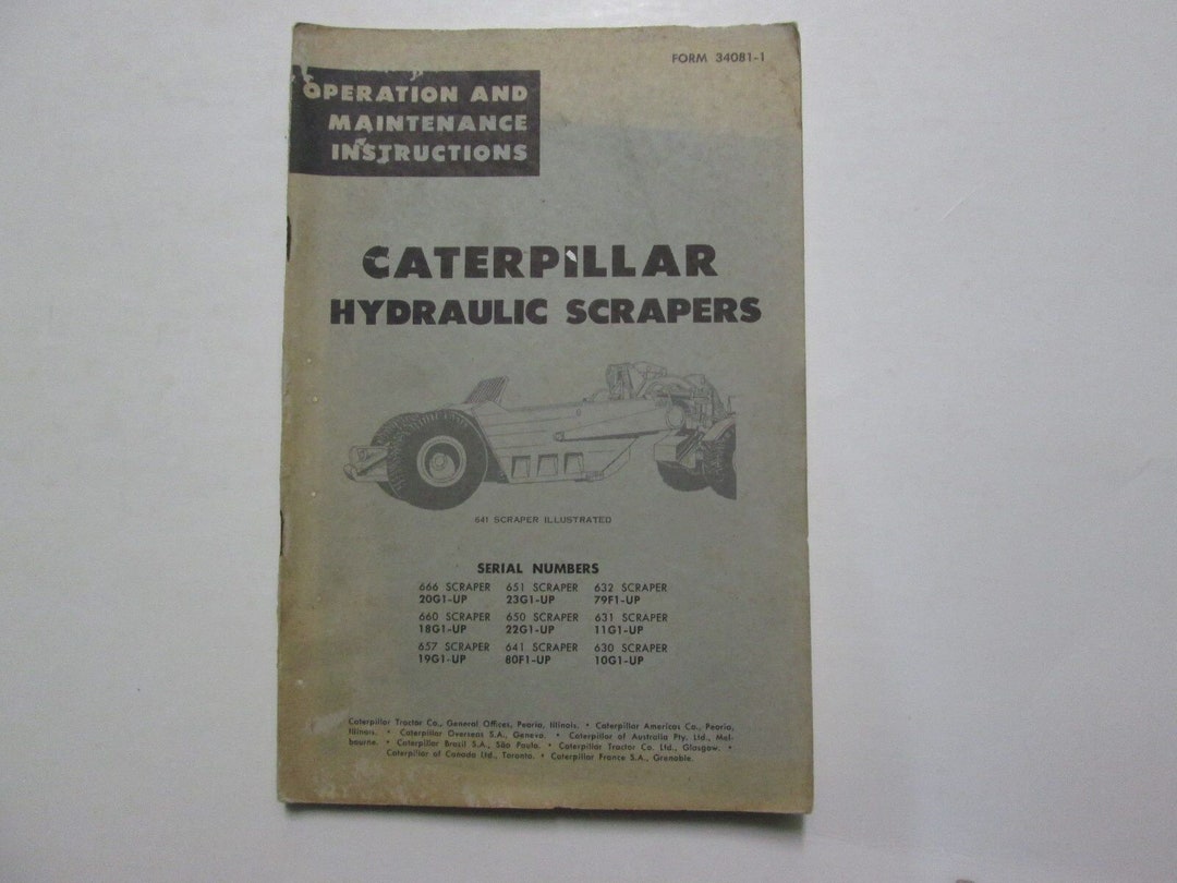 Caterpillar Hydraulic Scrapers Operation and Maintenance Instructions ...