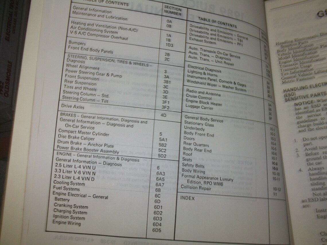 1989 Buick Skylark Factory Service Shop Workshop Repair Manual - Etsy