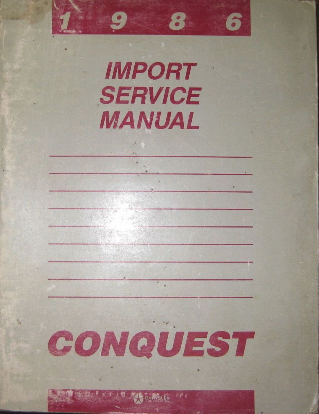 1986 Chrysler Conquest Service Repair Shop Workshop Manual OEM Factory ...