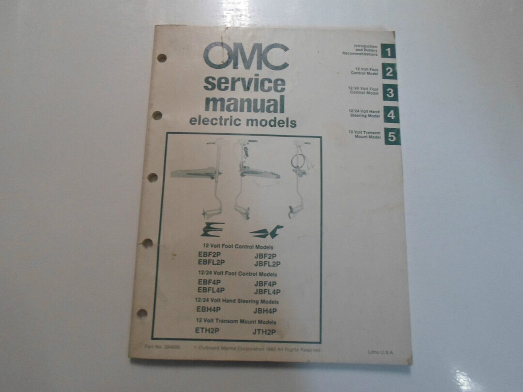 1984 Omc Electric Models 12 24 Volt Service Repair Shop Manual Factory ...