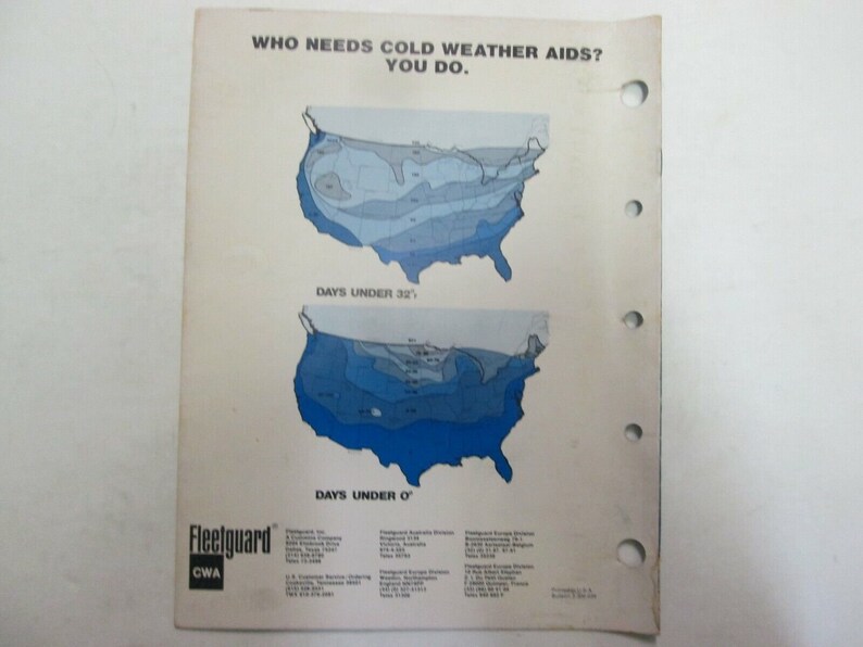 1979-1980 Cummins Fleetguard Cold Weather Aids Catalog Manual FACTORY ...