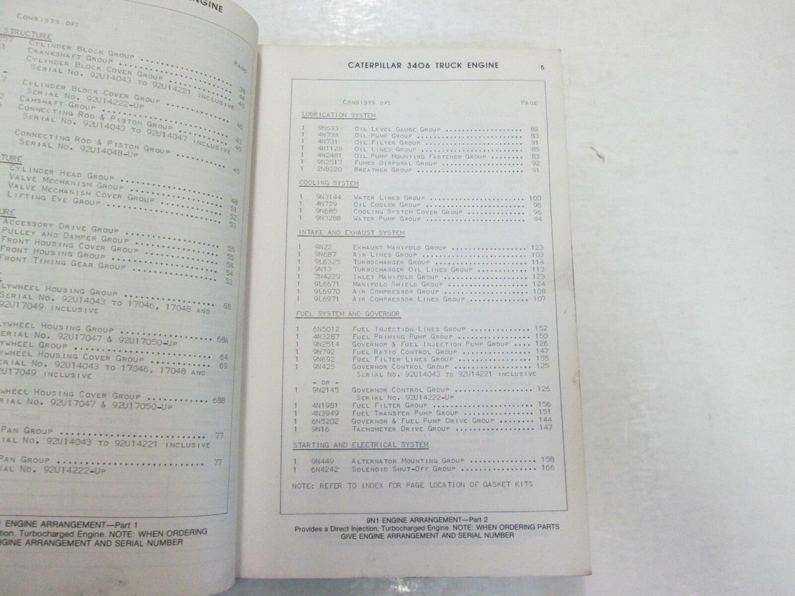 Caterpillar 3406 Truck Engine Serial Numbers 92U14043-UP Parts - Etsy