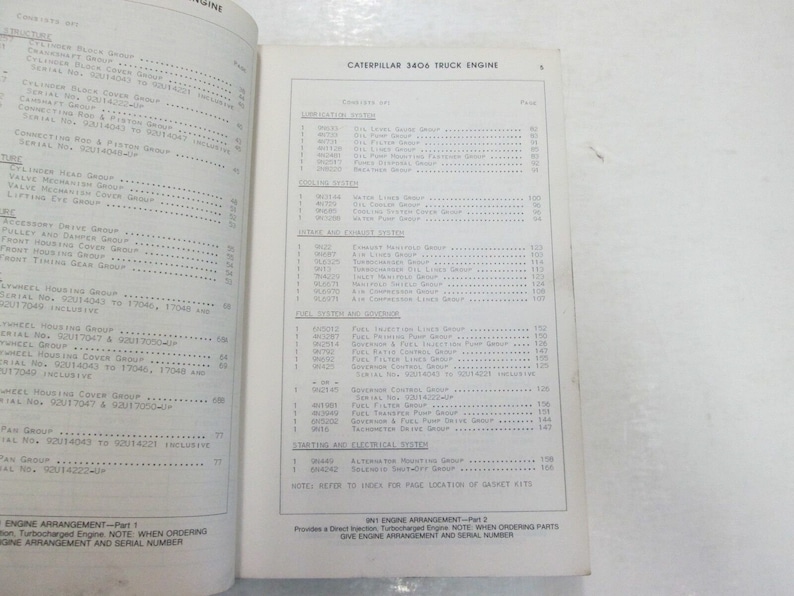 Caterpillar 3406 Truck Engine Serial Numbers 92U14043-UP Parts - Etsy