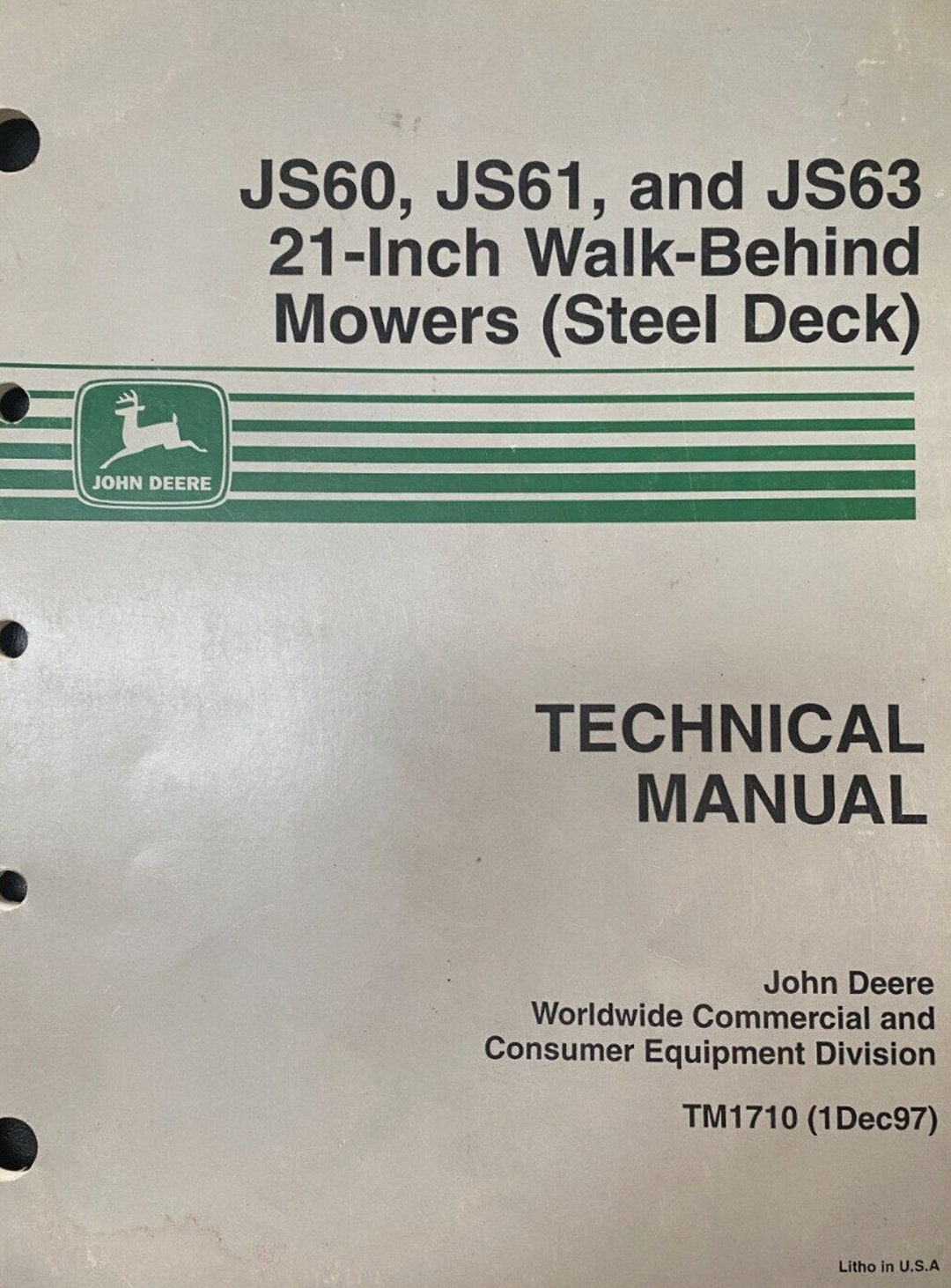 John Deere JS60 JS61 & JS63 21-inch Walk-behind Mowers Steel Deck ...