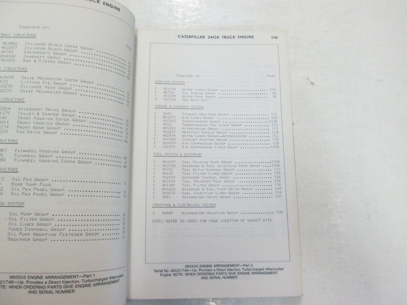 Caterpillar 3406 Truck Engine Serial Numbers 92U14043-UP Parts Book ...