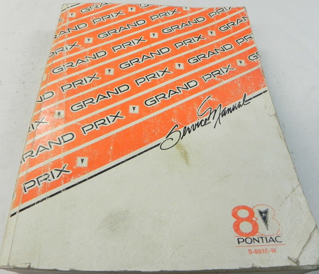 1988 Pontiac Grand Prix Factory Service Shop Repair Manual OEM S-8810-W ...