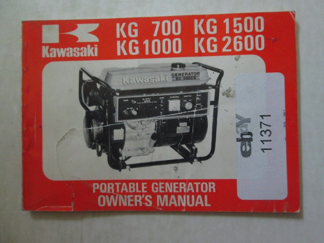 1978 Kawasaki Kg 700 Kg 1000 Kg 1500 Kg 2600 Portable Generator Owner's ...
