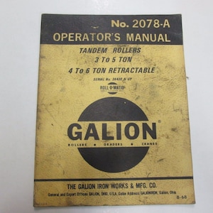Galion Tandem Rollers 3 to 5 4-6 TON RETRACTABLE Operators - Etsy