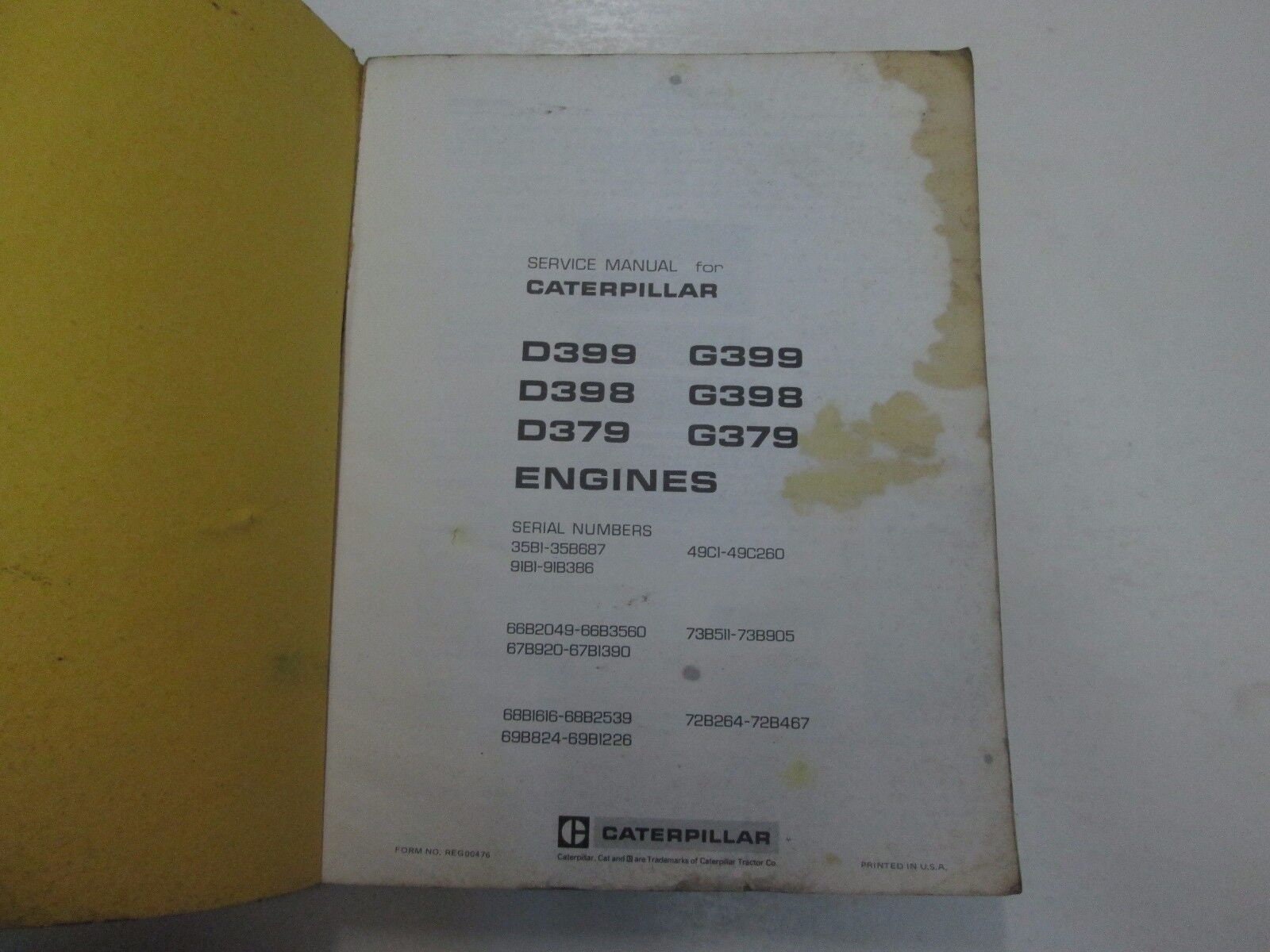 Manual de servicio de motores Caterpillar D399 G399 D398 G398 D379 G379 ...