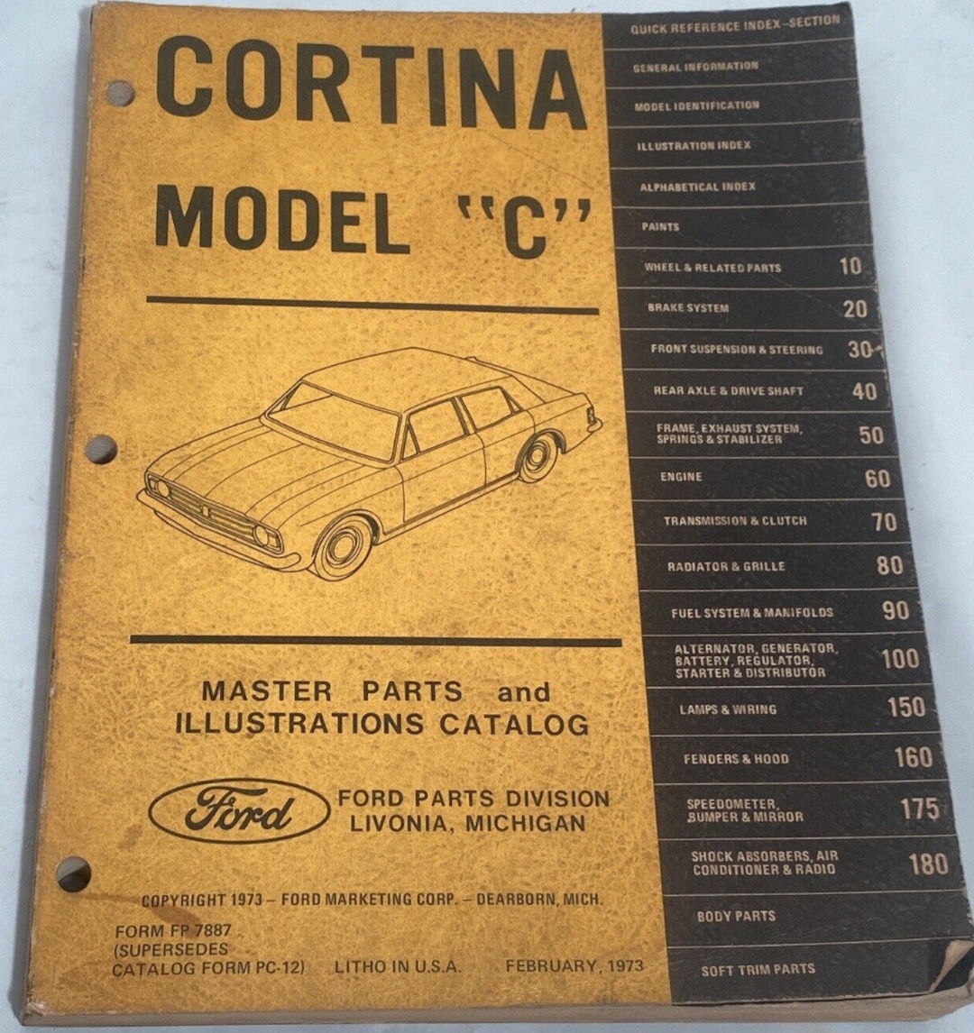 1973 Ford Cortina Model C Master Parts & Illustrations Catalog OEM - Etsy